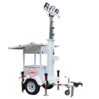 China Mobile Security Mini Solar Trailer With LED Light Mounted CCTV Tower For Warehouse for sale