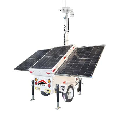 China Continuous Power Supply Solar Panels High Definition Camera Trailer For Parking Lot Monitoring for sale
