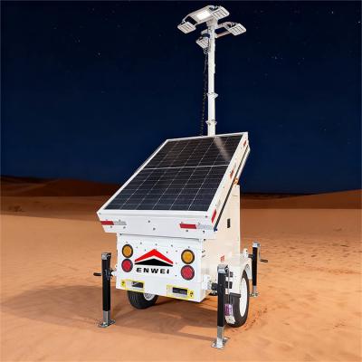 China Zero Emission Telescopic Mast Solar Powered Floodlight Lighting Trailer For Desert Lighting for sale