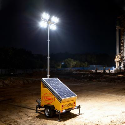 China CE Certified Solar Light Trailer Off-Grid Lighting Solution With 9600Wh Battery 4*100W LED for sale