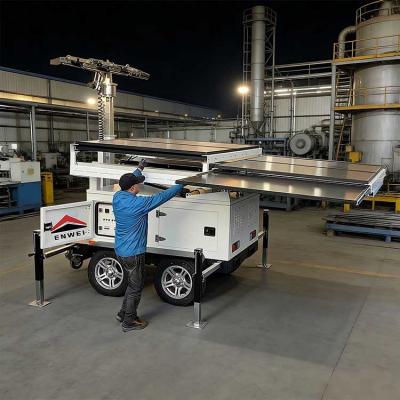 China Long Battery Life Large Solar Panels Floodlight Lighting Trailer Portable Solar Powered Lighting Trailer For Factory Lighting for sale