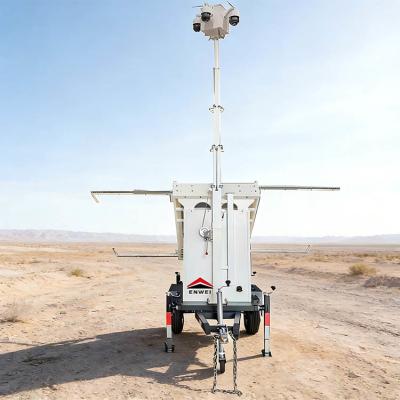 China 3*400W Solar Panels Camera Cctv Trailer Mobile Solar Security Trailer For Remote Area Monitoring for sale