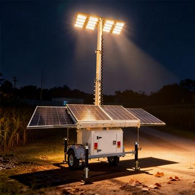 China Solar Light Tower Portable Mobile Trailer With 4*200Ah Gel Battery 4*100W LED Lights for sale