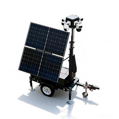 China Solar Mobile Security Trailer With Two Foldable Rotatable Solar Panels 6m Mast For Security Company Service for sale