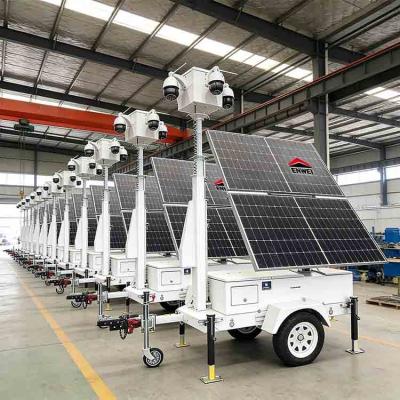 China Wide Field Of Vision Solar Camera CCTV Trailer Foldable Solar Panels Security Trailers For Business Exhibition Monitoring for sale