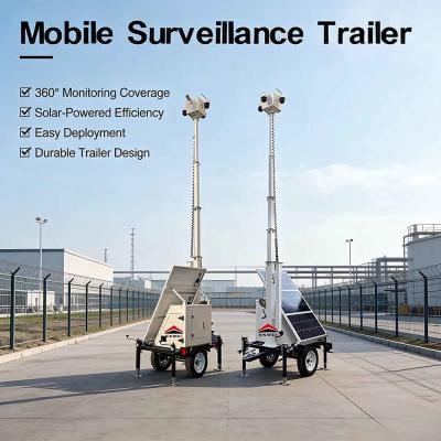 China Solar Mobile Trailer Solar Camera Trailer With 6m Mast 300W Panels For Outdoor Security for sale