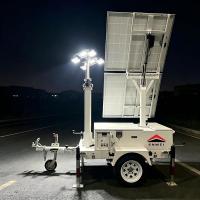 China Mobile Solar LED Light Trailer Foldable Solar Panels Lighting Trailer For Nighttime Outdoor Lighting for sale