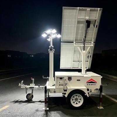 China Mobile Solar LED Light Trailer Foldable Solar Panels Lighting Trailer For Nighttime Outdoor Lighting for sale