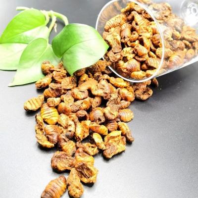 China Dried Silkworm Pupae 0.8-1.2% Calcium High Protein 70% for Fish Chicken Turtle Reptile Pet Food for sale