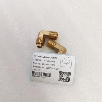 China Hydraulic Elbow Assy 203-60-31100 2036031100 22E-60-11120 For PC130 PC138 PC160 for sale