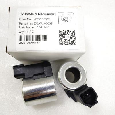 China Solenoid Coil 24V ZGAW-00008 XKBL-00084 XKAL-00065 For Excavator R1200-9 R140LC-9 for sale