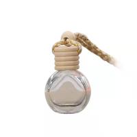 China 10 ml square empty glass handing car perfume bottle with wooden cap for sale