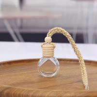 China 10 ml square empty glass handing car perfume bottle with wooden cap for sale