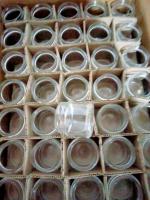China 2oz 9oz clear glass jar with Common screw bamboo cap and cap Laser -engraved  logo for sale