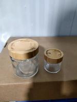 China 2oz 9oz clear glass jar with Common screw bamboo cap and cap Laser -engraved  logo for sale