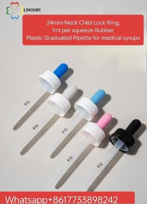 China 100ml PE bottle with 24mm Neck Child Lock ring & 1ml per squeeze Rubber & Plastic Graduated Pipette for medical syrups for sale