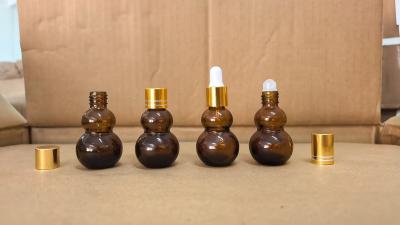 China 10/20/30/50/100 ml Amber Double Gourd Bottle with Dropper, Gourd Dispensing Bottle with Roller or Mist Spray for sale