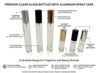China Premium Thick-Wall Glass Perfume Bottle with Electroplated Aluminum Sprayer 3ml 5ml 8ml 10ml 15ml 20ml 30ml for sale