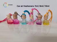 China Empty Hanging Glass Car Air Freshener Empty Bottles Wholesale | 5ml 8ml 10ml Car Diffuser Bottle with Bamboo Wooden Cap for sale