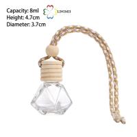 China Empty Hanging Glass Car Air Freshener Empty Bottles Wholesale | 5ml 8ml 10ml Car Diffuser Bottle with Bamboo Wooden Cap for sale