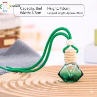 China Empty Hanging Glass Car Air Freshener Empty Bottles Wholesale | 5ml 8ml 10ml Car Diffuser Bottle with Bamboo Wooden Cap for sale