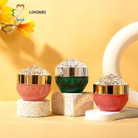 China Luxury Diamond Lid Glass Cream Jar 30g 50g for Cosmetic Packaging for sale