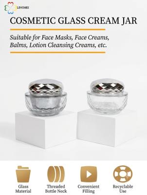 China Wholesale High-End Cosmetic Glass Cream Jars 50g inner container, 100g with Luxury Electroplated Screw Cap for sale