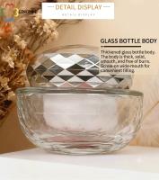China Wholesale High-End Cosmetic Glass Cream Jars 50g inner container, 100g with Luxury Electroplated Screw Cap for sale
