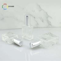 China Wholesale Flat Square Glass Perfume Atomizer Bottles | 10ml, 15ml, 30ml Empty Refillable Spray Bottles with Metallic Aluminum& Wooden Caps for sale