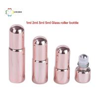 China Premium UV Electroplated Rose Gold Glass Roller Bottles | 1ml 2ml 3ml 5ml Mini Essential Oil & Perfume Vial for Travel for sale