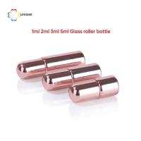 China Premium UV Electroplated Rose Gold Glass Roller Bottles | 1ml 2ml 3ml 5ml Mini Essential Oil & Perfume Vial for Travel for sale