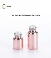 China Premium UV Electroplated Rose Gold Glass Roller Bottles | 1ml 2ml 3ml 5ml Mini Essential Oil & Perfume Vial for Travel for sale