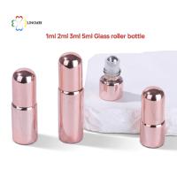 China Premium UV Electroplated Rose Gold Glass Roller Bottles | 1ml 2ml 3ml 5ml Mini Essential Oil & Perfume Vial for Travel for sale
