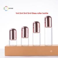 China Premium UV Electroplated Rose Gold Glass Roller Bottles | 1ml 2ml 3ml 5ml Mini Essential Oil & Perfume Vial for Travel for sale