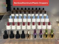 China Wholesale Custom Dropper Caps 18/410 20/410 for Essential Oil Bottles | Bulk Cosmetic Glass Bottle Pipettes with Bamboo Aluminum Plastic ring & Longer Rubber Supplier for sale