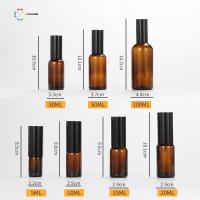 China Wholesale Amber Glass Spray Bottle 5ml, 10ml, 15ml, 20ml, 30ml, 50ml, 100ml and Cosmetic Lotion Pump Bottles with 18mm neck Bird Mouth Pump for Essential Oils and Serums for sale