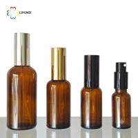 China Wholesale Amber Glass Spray Bottle 5ml, 10ml, 15ml, 20ml, 30ml, 50ml, 100ml and Cosmetic Lotion Pump Bottles with 18mm neck Bird Mouth Pump for Essential Oils and Serums for sale