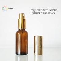 China Wholesale Amber Glass Spray Bottle 5ml, 10ml, 15ml, 20ml, 30ml, 50ml, 100ml and Cosmetic Lotion Pump Bottles with 18mm neck Bird Mouth Pump for Essential Oils and Serums for sale