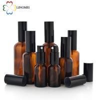 China Wholesale Amber Glass Spray Bottle 5ml, 10ml, 15ml, 20ml, 30ml, 50ml, 100ml and Cosmetic Lotion Pump Bottles with 18mm neck Bird Mouth Pump for Essential Oils and Serums for sale