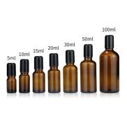 China Amber Glass Roller Bottles 5ml, 10ml, 15ml, 20ml, 30ml, 50ml, 100ml for Essential Oils Wholesale | 5ml-100ml UV Light-Blocking Empty Glass Roll-on Bottles with Steel/Glass Balls for sale