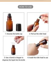 China Amber Glass Roller Bottles 5ml, 10ml, 15ml, 20ml, 30ml, 50ml, 100ml for Essential Oils Wholesale | 5ml-100ml UV Light-Blocking Empty Glass Roll-on Bottles with Steel/Glass Balls for sale