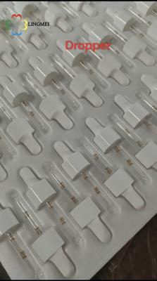 China 18/400 white plastic glossy surface ring and white matte rubber and glass round bottom pipette with 1.0ml amber silk print scale for essential oil bottle for sale