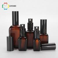 China Wholesale Amber Square Glass Cosmetic Bottle 10ml 30ml 100ml with Mist Sprayer for Perfume & Lotion Pump for Cream for sale