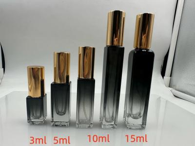 China 3ml 5ml 10ml 15ml Half transparent black perfume glass Square  bottle and Black to clear gradient perfume bottle with gradient design for sale