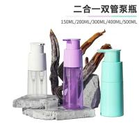 China 150 ml dual-chamber cosmetic bottle (75 ml + 75 ml) – 75 ml x 2 with single-spout dispensing  for a  cosmetic product for sale