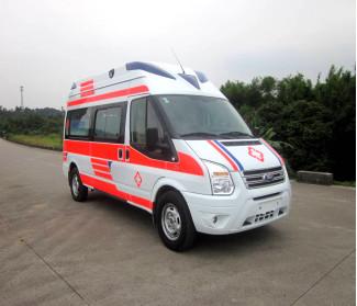 China Ford Long Axle Medical Emergency Ambulance 9-Seat Diesel 4×2 with 3750mm Wheelbase and 80L Fuel Tank for sale