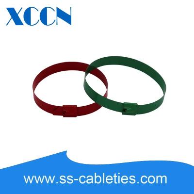 China Metal Locking Plastic Coated Stainless Steel Cable Ties Effective Highly Securing for sale