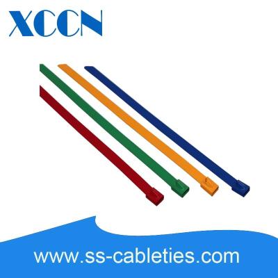 China Tiny Zip Plastic Coated Stainless Steel Cable Ties Fasteners With Loops Screw Holes for sale