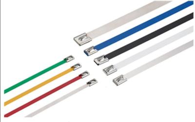 China 201 Grade Cable Ties With Metal Lock , Flat Steel Ties Epoxy Polyester Coated for sale