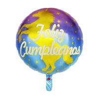 China Spanish Happy Birthday Round Hexagonal Aluminum Film Balloons 18 Inch for sale